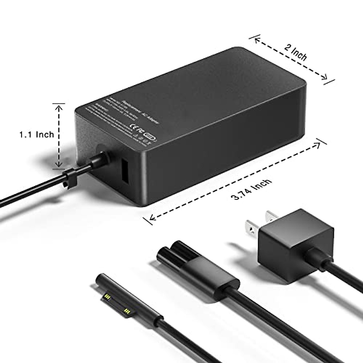 Surface Laptop Charger 65W,for Surface Pro 3 Pro 4 Pro 5 Pro 6 Pro 7 Pro X Surface Go 1 2 Surface Laptop 1 2 3 Surface Book with Wall Plug and Power Cord