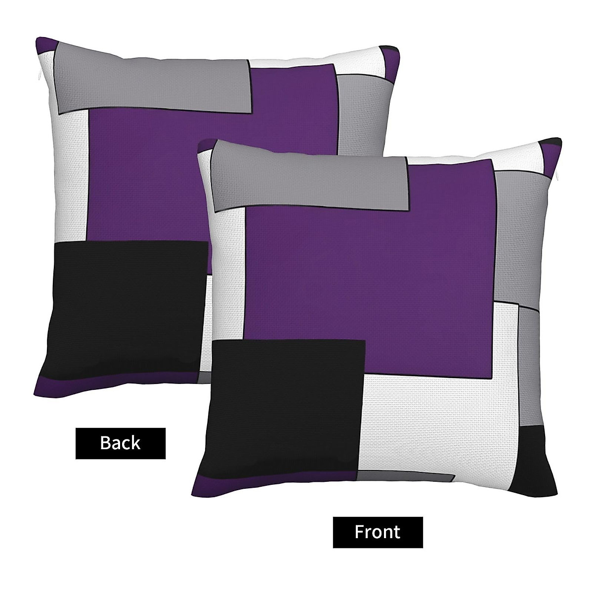 ChangQingArt Purple White Black Grey Geometry Throw Pillow Covers Shells for Couch Office Bedroom Home Decoration, 18"X18"