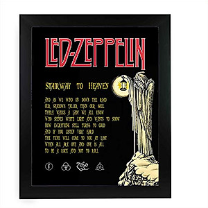 Led Zeppelin Band-"Stairway To Heaven" Song Lyrics Wall Art- 11 x 14" Rock Music Poster Print-Ready to Frame. Vintage Home-Office-Studio-Cave Decor. Perfect Gift for Musicians & All Zeppelin Fans!