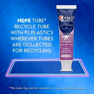 Crest 3D White Toothpaste, Advanced Luminous Mint, Teeth Whitening Toothpaste, 3.7 Oz (Pack of 4)