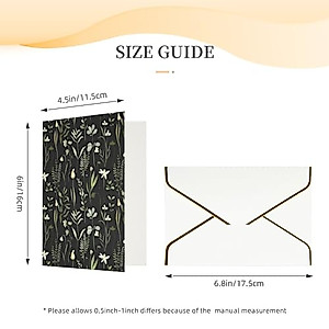 CULPRT White A7 Invitation Envelopes with Plants Blank Greeting Card,5 x 7 Envelopes with Gold Border for Office