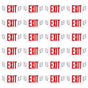 Sunco 24 Pack Red Exit Signs With Emergency Lights, Two Adjustable LED Lights, 94V-0 Fire Resistant, Backup Battery, 120-277V, Wall Or Ceiling Mount, Commercial Grade Double Sided UL