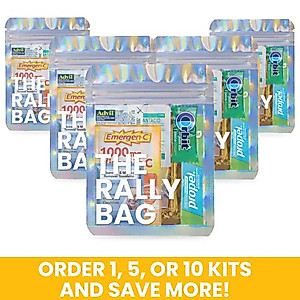 Real Vitamins The Rally Bag - 1 Pre-Filled Hangover Kit for Bachelorette Party Favors, 21st Birthdays, Weddings, Corporate Events | 7 Piece Hangover Supplies & Bag (1 Kit)