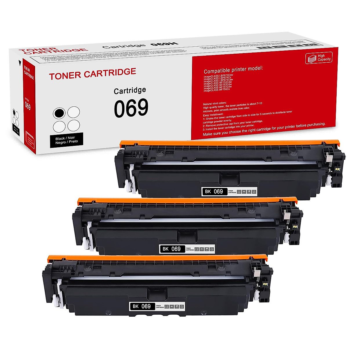 3 Pack 069 5094C001 Black Toner Cartridge 069 5094C001 Compatible 5094C001 Replacement for Canon imageCLASS LBP673Cdw LBP674Cx LBP674Cdw MF752Cdw MF753Cdw MF751Cdw MF756Cx Printer