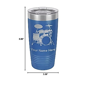 LaserGram 20oz Vacuum Insulated Tumbler Mug, Drum Set, Personalized Engraving Included (Dark Blue)