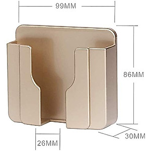 Phone Holder Wall Mounted, Cellphone Stand Charging Holder Bracket Shelf Wall Mount Adhesive Mobile Phone Wall Charger Holder and Remote Control Stand Multipurpose Storage Box (Gold)