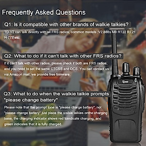 TIDRADIO TD-V2 Walkie Talkies for Adults Long Range, Frequency Copy, Rechargeable Two Way Radio Earpiece with MIC,16 Channels Handheld Walkie-Walkie for Kids(2 Pack, Black)
