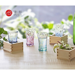 ADERIA Tsugaru Bidoro Japanese Sake Glass Blue 3.2oz Made in Japan (Rugosa Rose Hamanasu) F-71960