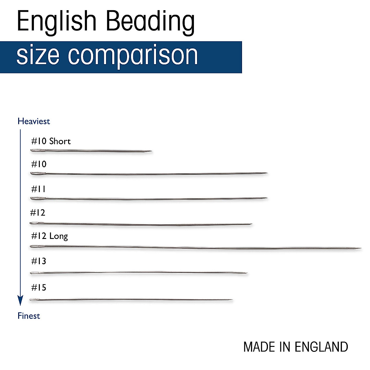 The Beadsmith English Beading Needles, Size 10, 4 Needles per Card, Made in England, Use for Loom Weaving Beadwork, Off-Loom Stitching and Jewelry Making with Seed Beads