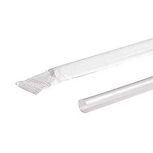 Karat C9091 7.75" Jumbo Flexible Straws (5mm Diameter), Paper-Wrapped, Clear (Case of 10000)