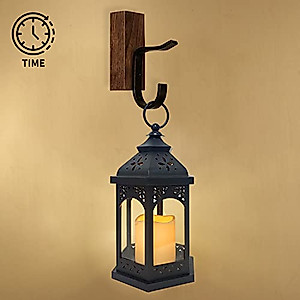 Nattork Outdoor Moroccan Decorative Lantern with Timer - 11''H Size Lamp Hanging, Flameless Candle Lanterns for Ramadan Decorations, Unique Eaves Design Waterproof