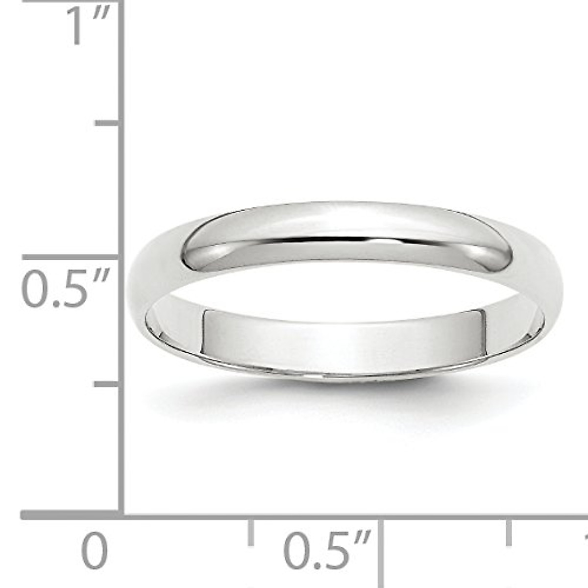 Solid 10k White Gold 3 mm Rounded Wedding Band Ring Size 8