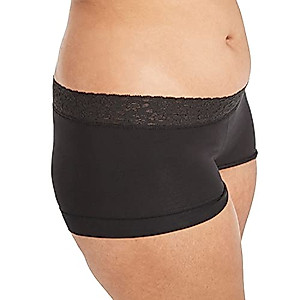 Maidenform Pack, Dream Lace Boyshorts, Cotton Panties for Women, 3-Pack, Navy/Grey Daze/Black