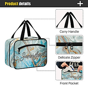 Vnurnrn Custom Marble Travel Toiletry Bag for Women Men Hanging Makeup Bag Portable Cosmetic Organizer Travel Cosmetic Bag for Vacation Must Haves Brushes Set