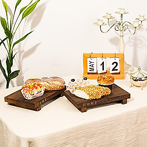 Wood Riser Tray Soap, Stand Soap Tray for Kitchen Sink, Farmhouse Wooded Tray,Rustic Bathroom Dishes for Plant Bottles Candles Display (Brown)