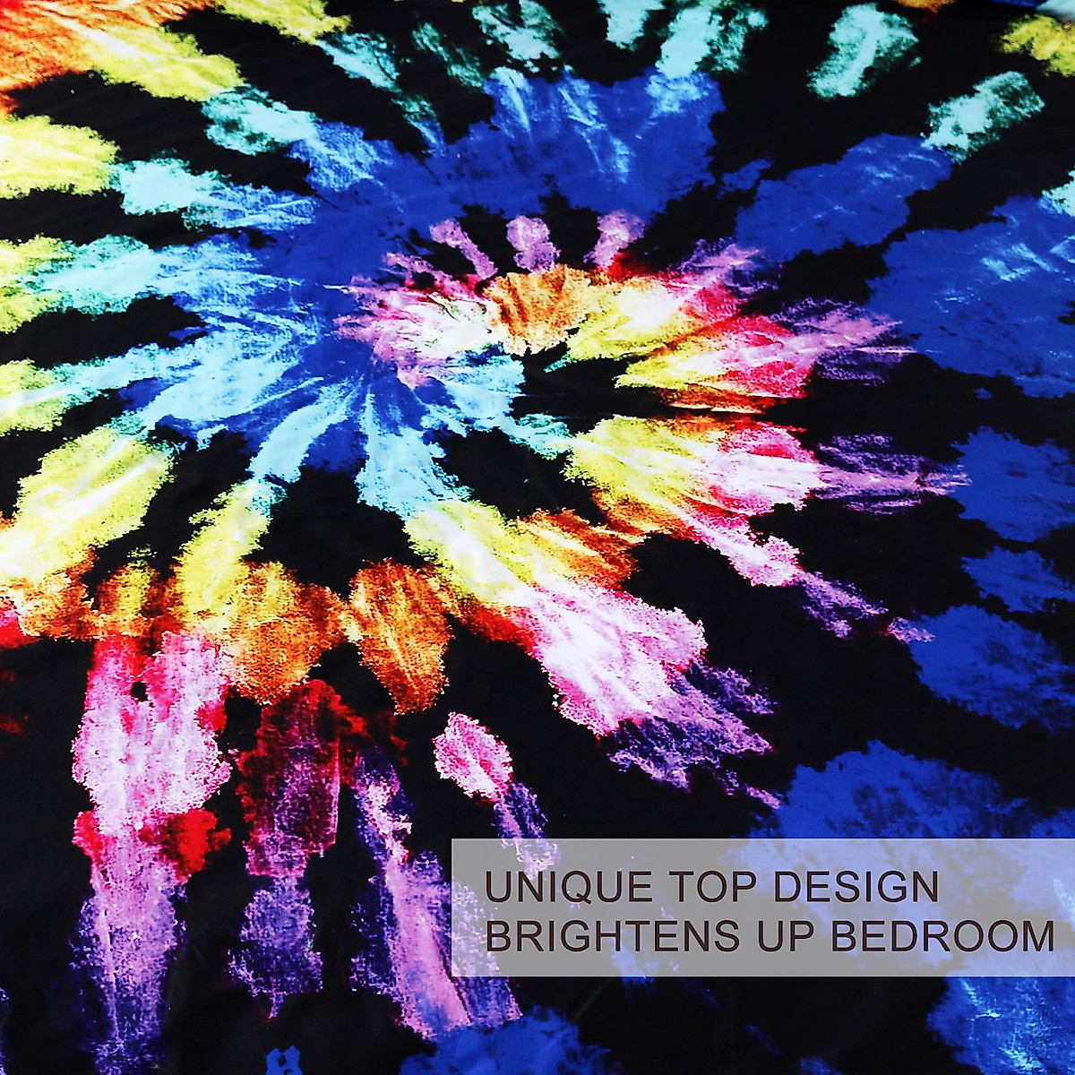 BlessLiving Tie Dye Bedding Full Size Hippie Bed Sets Black Blue Purple Tie Dye Bedding Full Size Set Trippy Bedspread for Boys Girls 3 Pieces Gypsy Comforter Cover with 2 Pillowcases (Full)