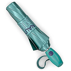 Nautica 2-Pack 3-Section Auto Open Umbrella - Sturdy Rainy Day Protection with Ergonomic Handle, 42” of Coverage (Aqua + Navy Lettering)