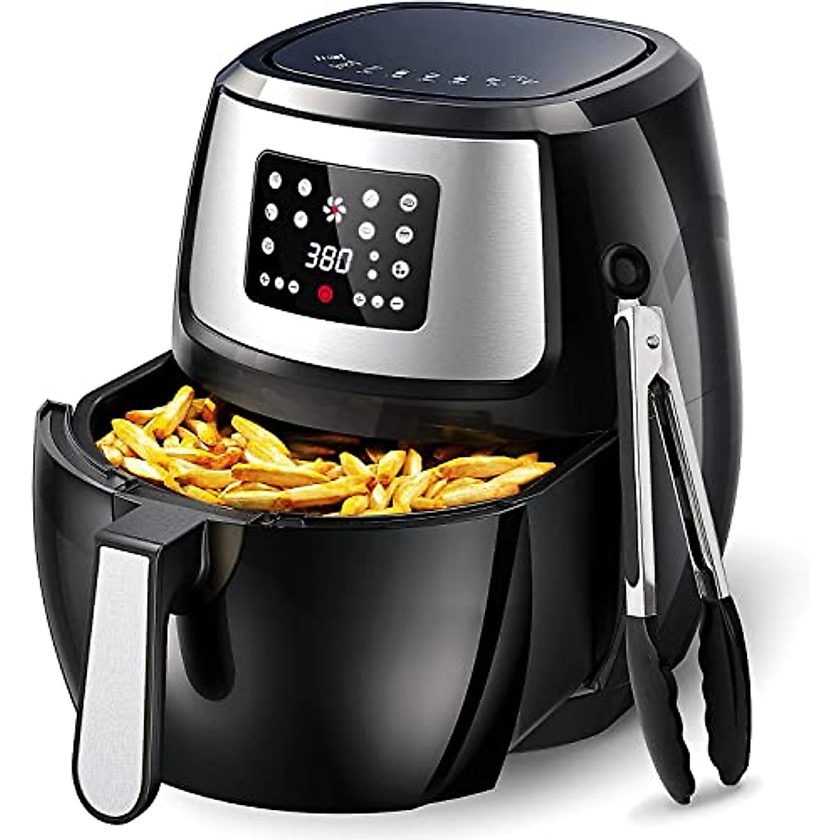 Famiworths Air Fryer, 8.9 Quart Large Electric Hot Air Fryer Oilless Cooker, Digital Touchscreen with 8 Presets, Preheat, Timer & Temperature Control, Non-stick Liner and Frying Basket, Cooking Tongs