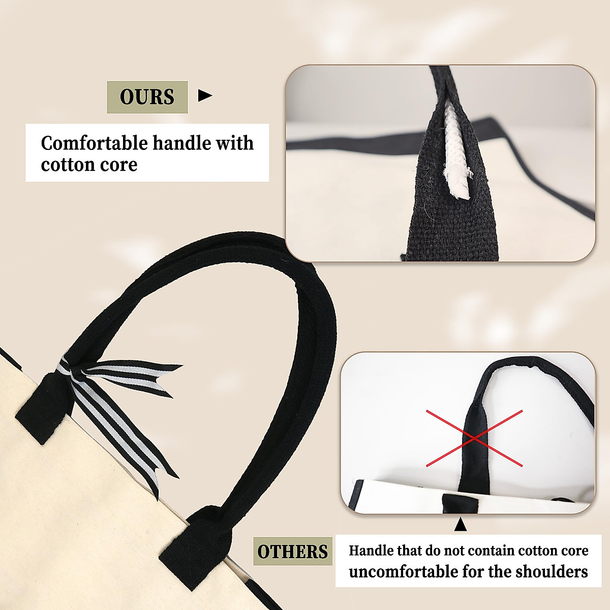 BeeGreen Inspirational Gifts for Women Teachers Coworkers Female Basket for Gifting Elderly Women Canvas Tote Bag Embroidery Initial Monogram Large Personalized Bag For Her Birthday Bag R