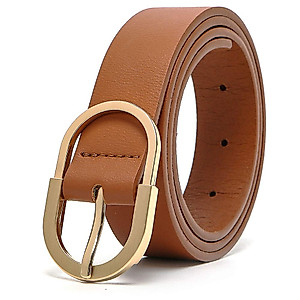 Earnda Womens Belts for Jeans Faux Leather Strap Brown Medium