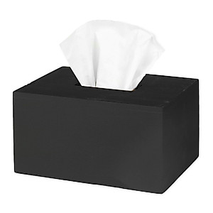 Ilyapa Wood Tissue Box Cover Rectangular - Rustic Farmhouse Black Wooden Tissue Holder