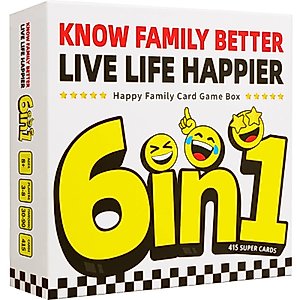 Fun Card Games for Kids, Adults, Family-Board Games for Family Game Night with 415 Conversation and Challenge Cards, for Ages 8 and Up-Know Family Better, Live Life Happier-Family Games 6 in 1 Set