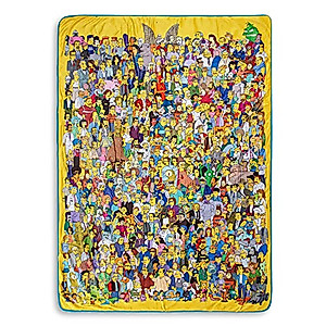 The Simpsons Oversized Fleece Throw Blanket With Blue Sherpa Backing | Plush Soft Polyester Cover For Sofa and Bed, Cozy Home Decor, Luxury Room Essentials | Cartoon Comedy Gifts | 49 x 72 Inches