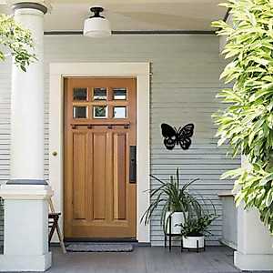 CREATCABIN Skull Metal Wall Art Butterfly Decor Wall Hanging Plaques Ornaments Iron Wall Art Sculpture Sign for Indoor Outdoor Home Livingroom Kitchen Garden Office Decoration Gift Black 6.3 x 7.9inch