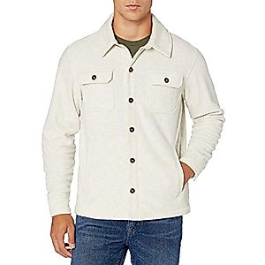 Amazon Essentials Men's Long-Sleeve Polar Fleece Shirt Jacket, Oatmeal Heather, Medium