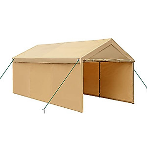 ENGiNDOT 10x20ft Heavy Duty Carport with Removable Sidewalls & Doors, Rolling Curtains, Portable Garage for Auto, Boat & Market Stall, Car Canopy with UV Resistant Tarp for Party & Wedding