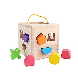 GEMEM Shape Sorter Toy My First Wooden 12 Building Blocks Geometry Learning Matching Sorting Gifts Didactic Classic Toys for Toddlers Baby Kids 2 3 Years Old