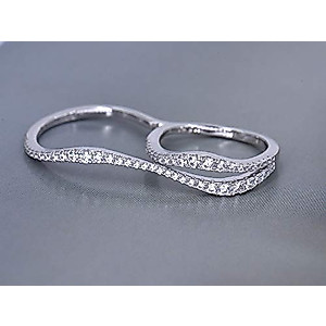 espere Rhodium Plated Sterling Silver 925 Double Finger Ring for Women