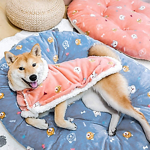 Fulvara Dog Clothes Fleece Winter Coat Warm Soft Dog Vest for Cold Weather,Flannel Blanket Throw Multi-use Pet Apparel for Small Medium Dogs & Cats (M Pink)