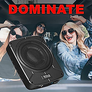 BOSS Audio Systems BAB10 Amplified Car Subwoofer - 1200 Watts Max Power, Low Profile, 10 Inch Subwoofer, Remote Subwoofer Control, Great for Vehicles That Need Bass But Have Limited Space