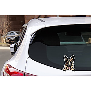 German Shepherd Peeking Paws Sticker (2 Pack) 4” x 3” German Shepherd Vinyl Decals for Cars, Car Windows, Water Bottles, Phones. Gift for German Shepherd Owner, K9