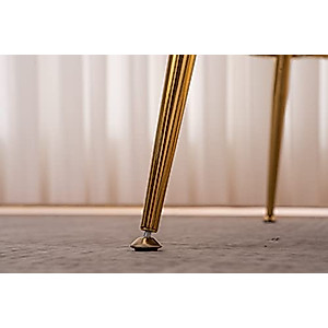 INMOZATA Velvet Living Room Chair Modern Accent Chair Tufted Back Upholstered Armchair Barrel Chair with Gold Legs Soft Reading Chair for Indoor Home Living Room(Yellow,Teddy)