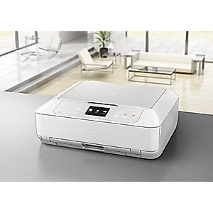 Canon MG7520 Wireless Color Cloud Printer with Scanner and Copier: Mobile, Smart Phone, Tablet Printer, and AirPrint(TM) Compatible,White, Works for Alexa