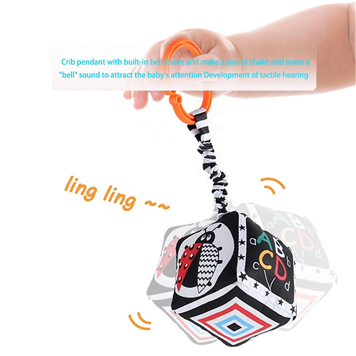 AIyMltd Baby Spiral Hanging Stroller, Black and White Car Seat Toys High Contrast Toy Newborn Sensory Plush Activity Toys for Bed Bassinet Crib Baby Carrier Gifts for 0 3 6 9 12 Months