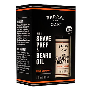 Barrel and Oak - Organic Pre-Shave & Beard Oil, 2-In-1 Essential Oil Barrier for Men, Nourishing & Taming Facial Hair, Vegan (Cedar & Bergamot, 1 oz)