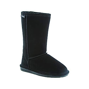 BEARPAW Emma Tall Youth Boot, Black II, 4 Wide Big Kid