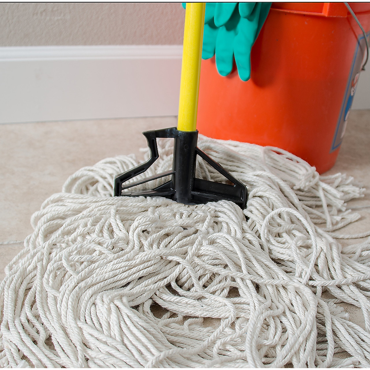 SPARTA 4166404 Spectrum Fiberglass Mop Handle With Quik-Release For Cleaning, Commercial, Residential, 60 Inches, Yellow