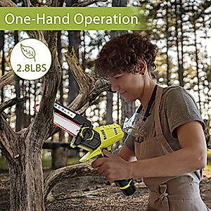 HAJACK Mini Chainsaw, 6-Inch Electric Cordless Chainsaw with 2 Batteries & 2 Chains, Power Chain Saws with Power Indicator, Portable Handheld Chainsaw for Trimming & Cutting, Small Battery Chainsaw