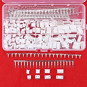 Hilitchi 560Pcs 2.54mm 2/3/4/5 Pin Housing and Male/Female Pin Head Connector Adapter Plug Set Perfectly Compatible with JST-XHP
