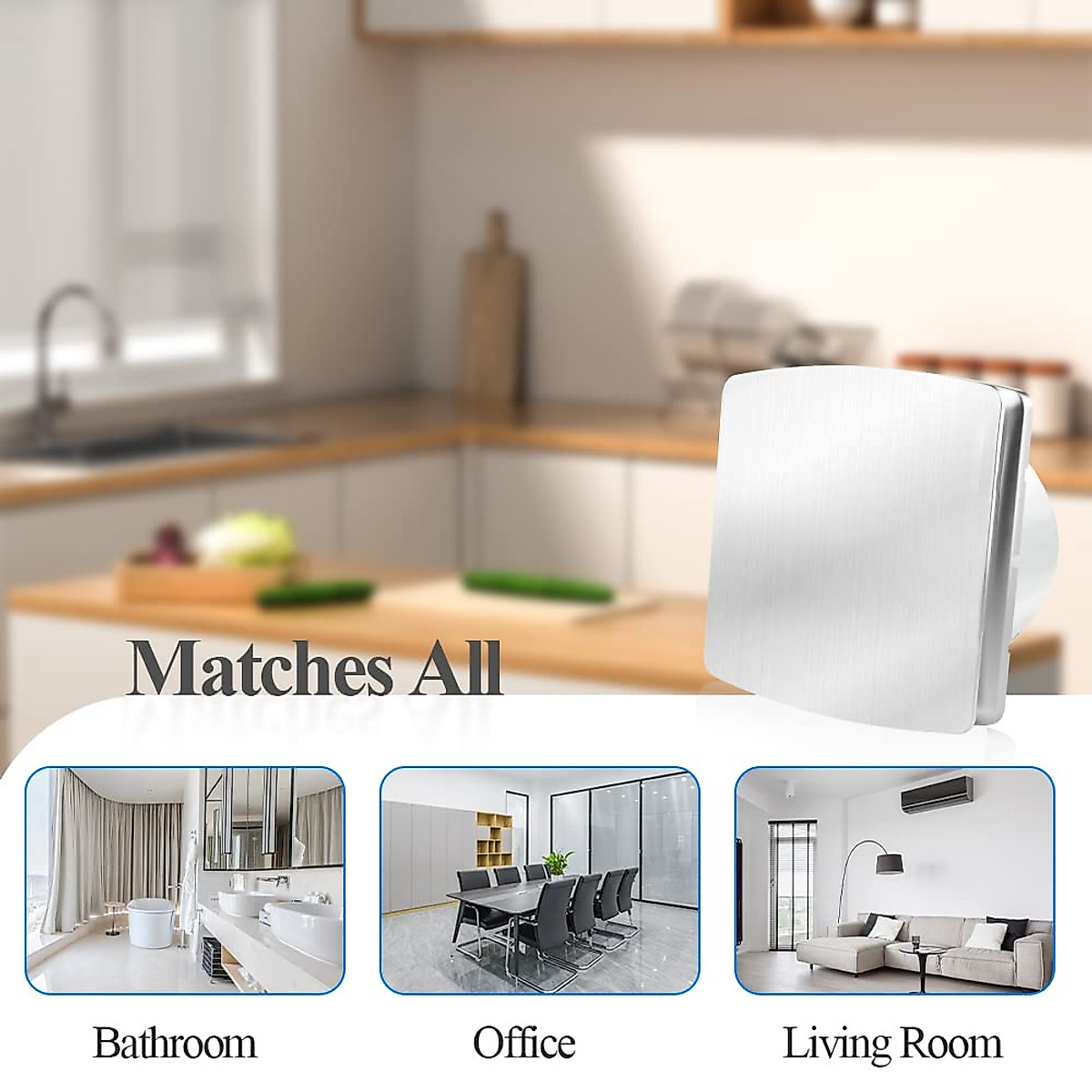 WiseWater Bathroom Exhaust Fan 140CFM 38 dB 6” Duct 7.6" Panel Extractor Fan, Ceiling&Wall Mounted Ventilation Fan for Bathroom, Laundry Room, Bedroom, Office