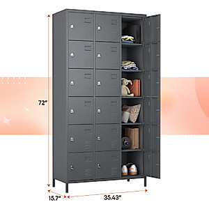 SUXXAN 18 Doors Metal Lockers for Employees for Offices School Gyms Home,Assembly Required,Dark Gray