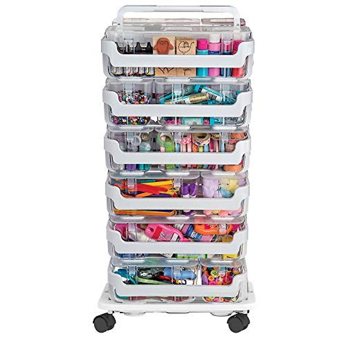 Deflecto Stack 'N Go Caddy Wheel Base, Craft Organizer, Compatible with Deflecto Desk Supplies Organizer Caddy, White, 16"W x 3 1/4"H x 11"D (29443CR)