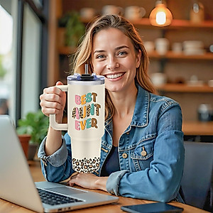 Aunt Gifts, Best Aunt Ever Tumbler - 40oz Stainless Steel Travel Mug Insulated Coffee Cup, Auntie Gift Ideas, Aunts Gift for Birthday Mothers Day (with Lid and Straw)