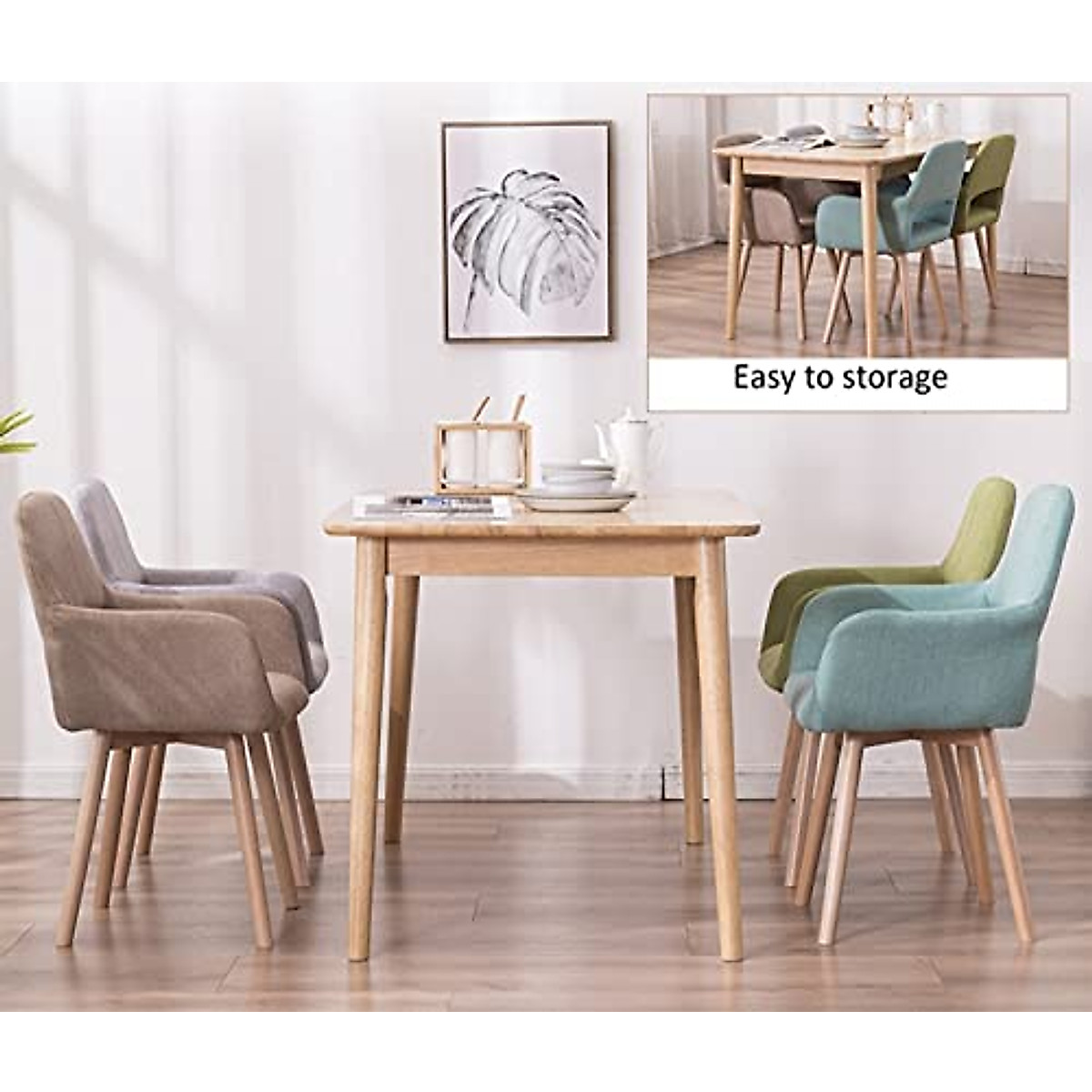 Homy Grigio Modern Dining Chairs Set of 4, Kitchen & Dining Room Chairs Dining Chairs Set of 2 for Living Room Bedroom Dining Room Arm Chairs Guest with Solid Wood Legs (Set of 2,Gray)
