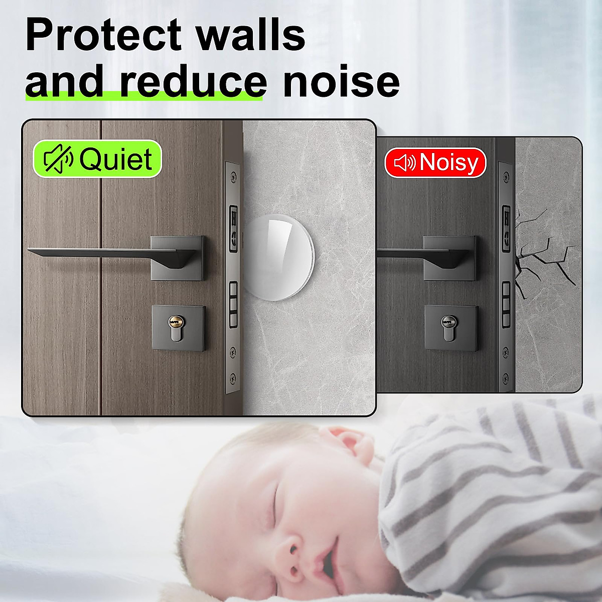 Fejoyta Door Stoppers Wall Protector, 8 PCS Silicone Door Knob Wall Protector with Strong Self-Adhesive Backing, Upgrade Reusable Cabinet Door Bumper - Ideal for Wall Protector and Noise Reduction