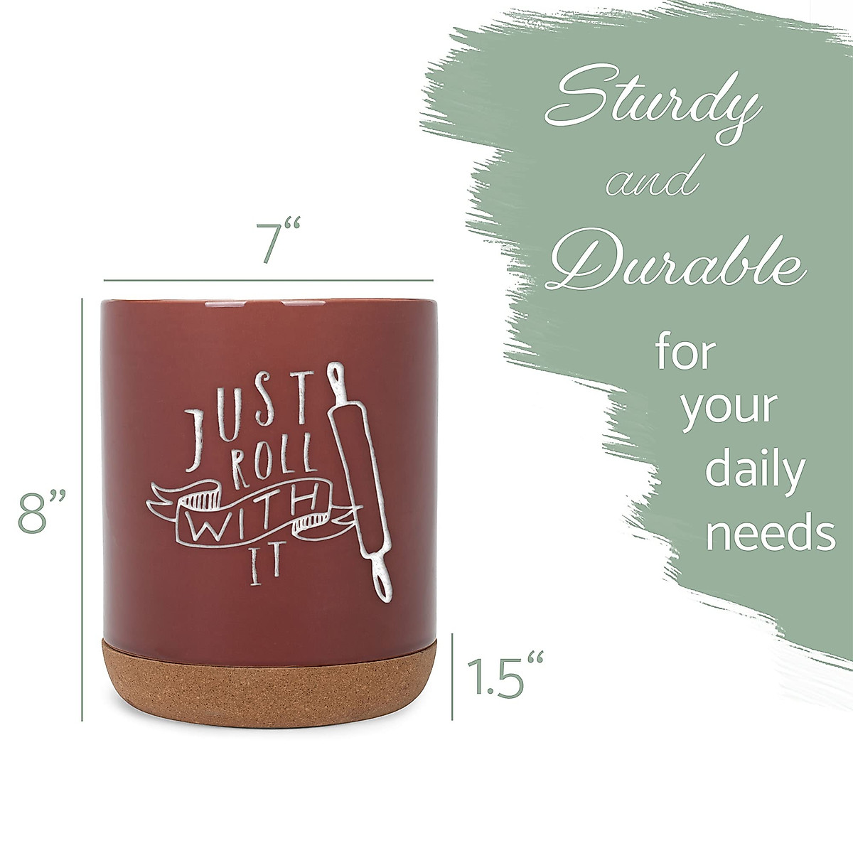 Elanze Designs Roll With It Red X-Large Cork Bottom Kitchen Utensil Holder